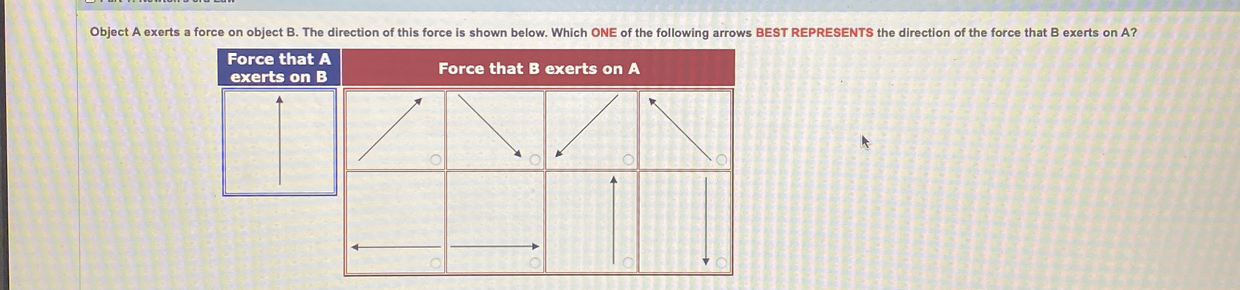 Solved Object A exerts a force on object B. ﻿The direction | Chegg.com