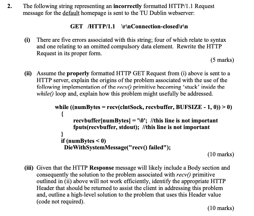 Solved The following string representing an incorrectly | Chegg.com