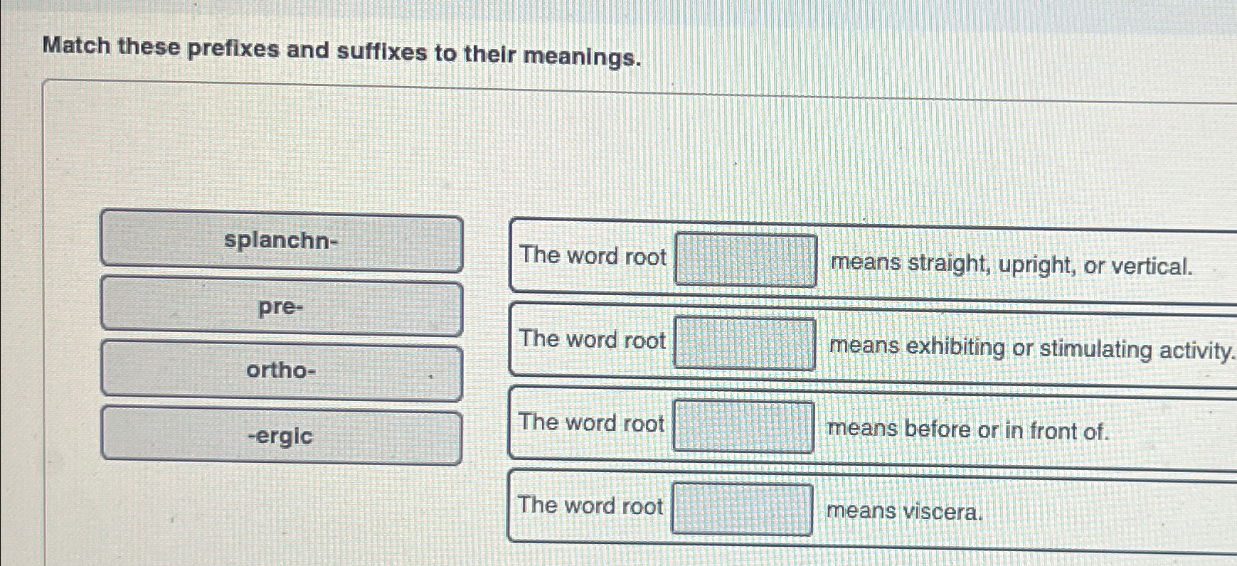 Solved Match these prefixes and suffixes to their | Chegg.com