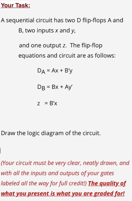 Solved Your Task: A sequential circuit has two D flip-flops | Chegg.com