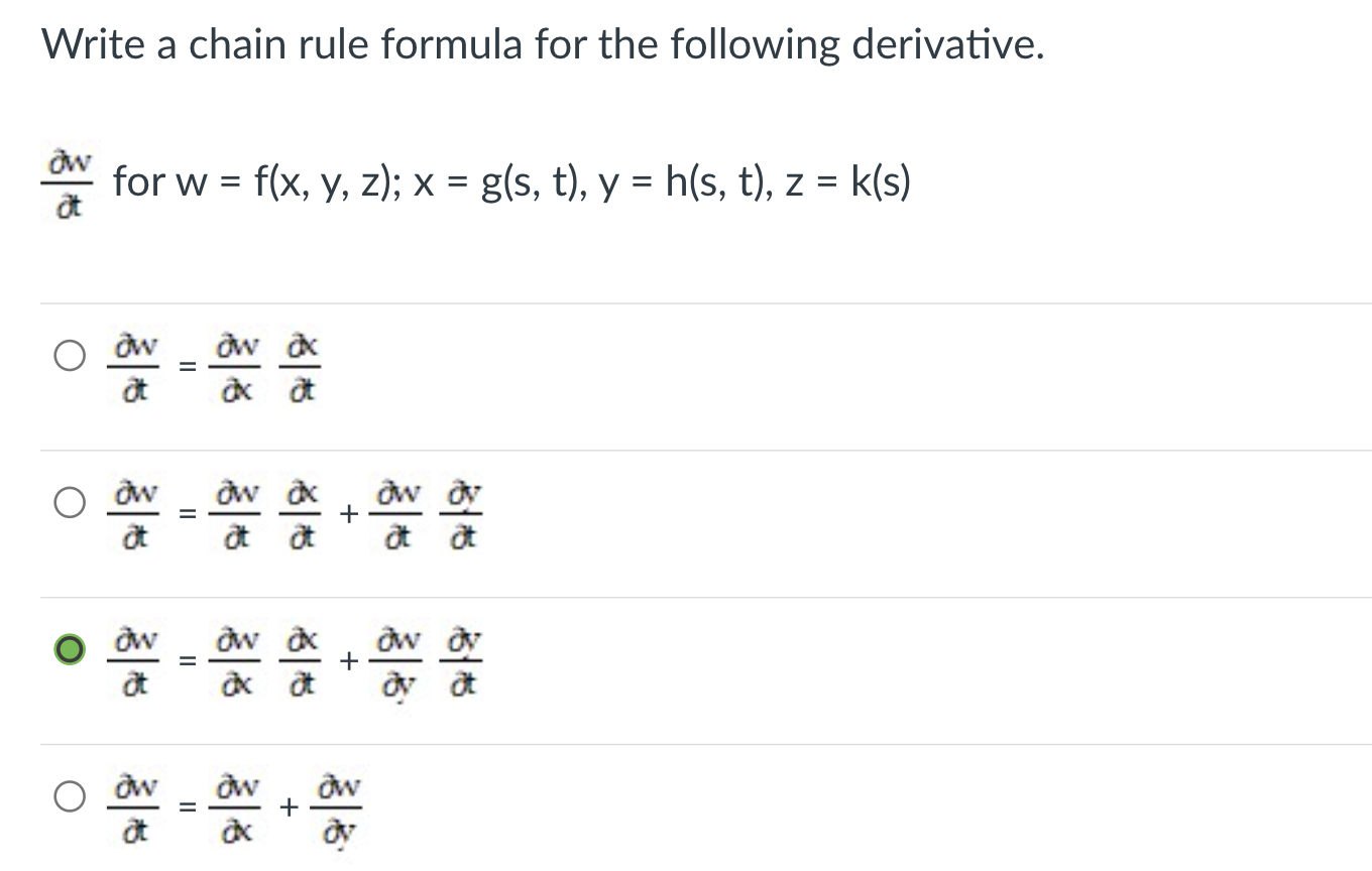 Solved Write a chain rule formula for the following | Chegg.com