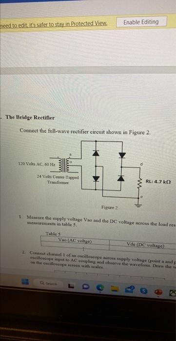Solved Rectifier the full-wave rectifier circuit shown in | Chegg.com