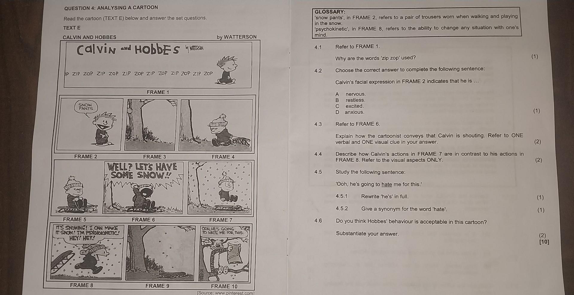 QUESTION 4: ANALYSING A CARTOON Read the cartoon | Chegg.com