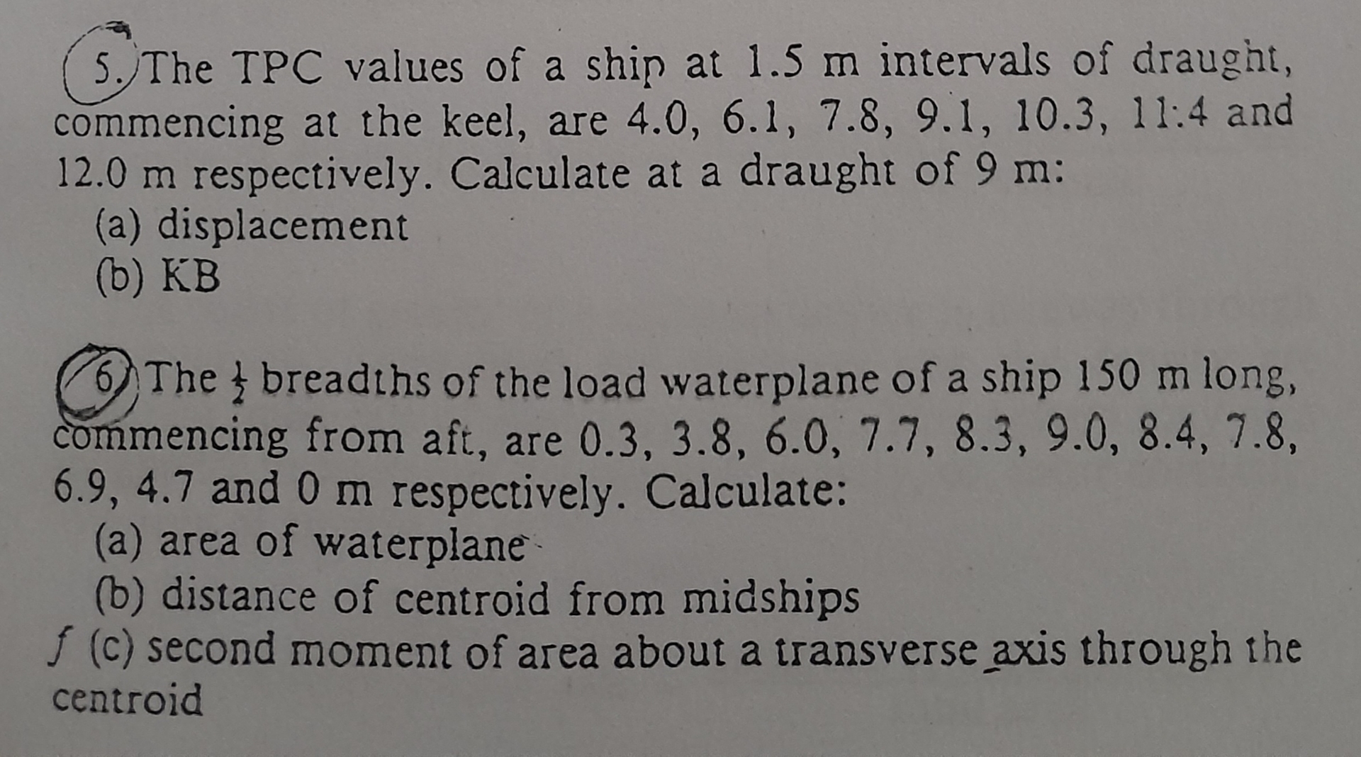Solved The TPC values of a shin at 1.5m ﻿intervals of | Chegg.com