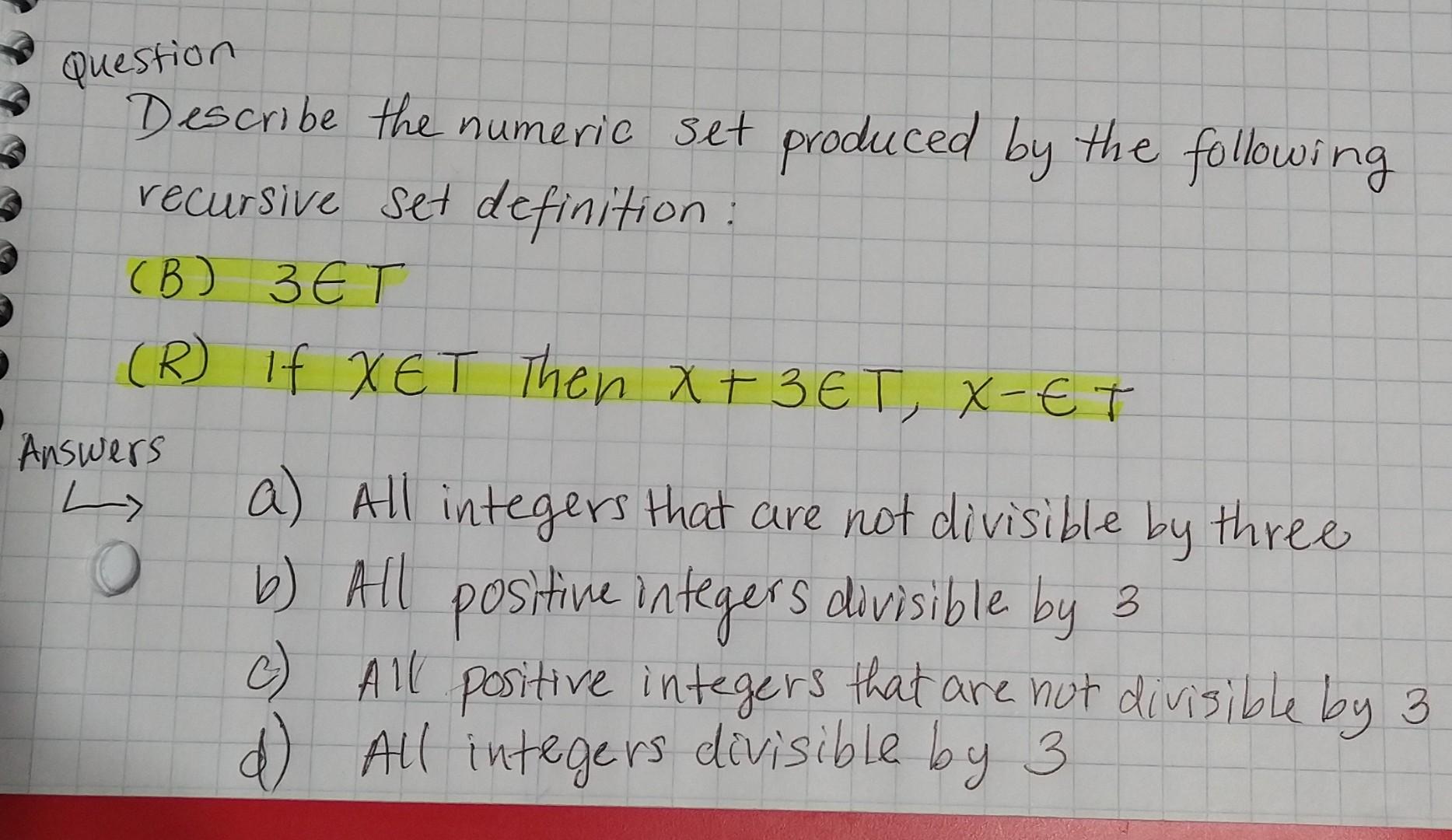 Solved Question Describe the numerie set produced by the | Chegg.com