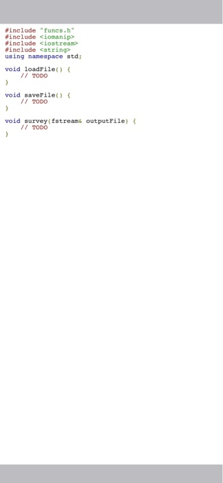 Solved #include "funcs.h" #include using namespace std; int | Chegg.com