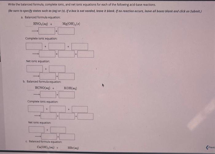 Solved Write the balanced formula, complete ionic, and net | Chegg.com