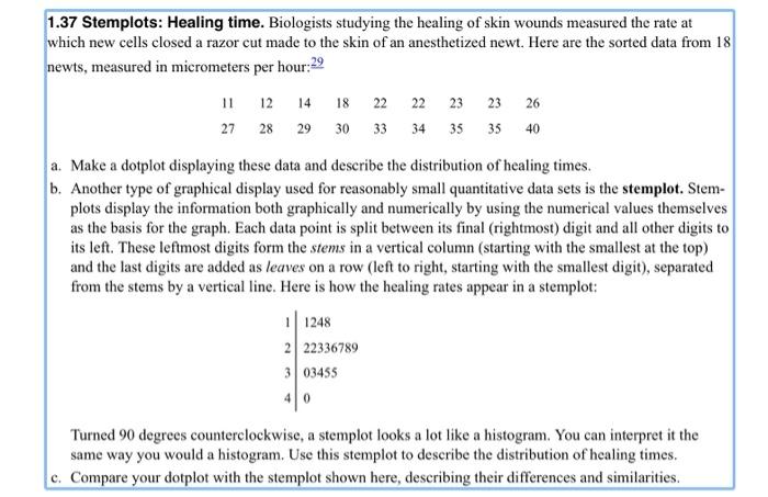 Solved 1.39 Stemplots: Flower length. Here are the flower | Chegg.com