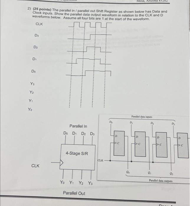 Solved 2) (25 points) The parallel in / parallel out Shift | Chegg.com
