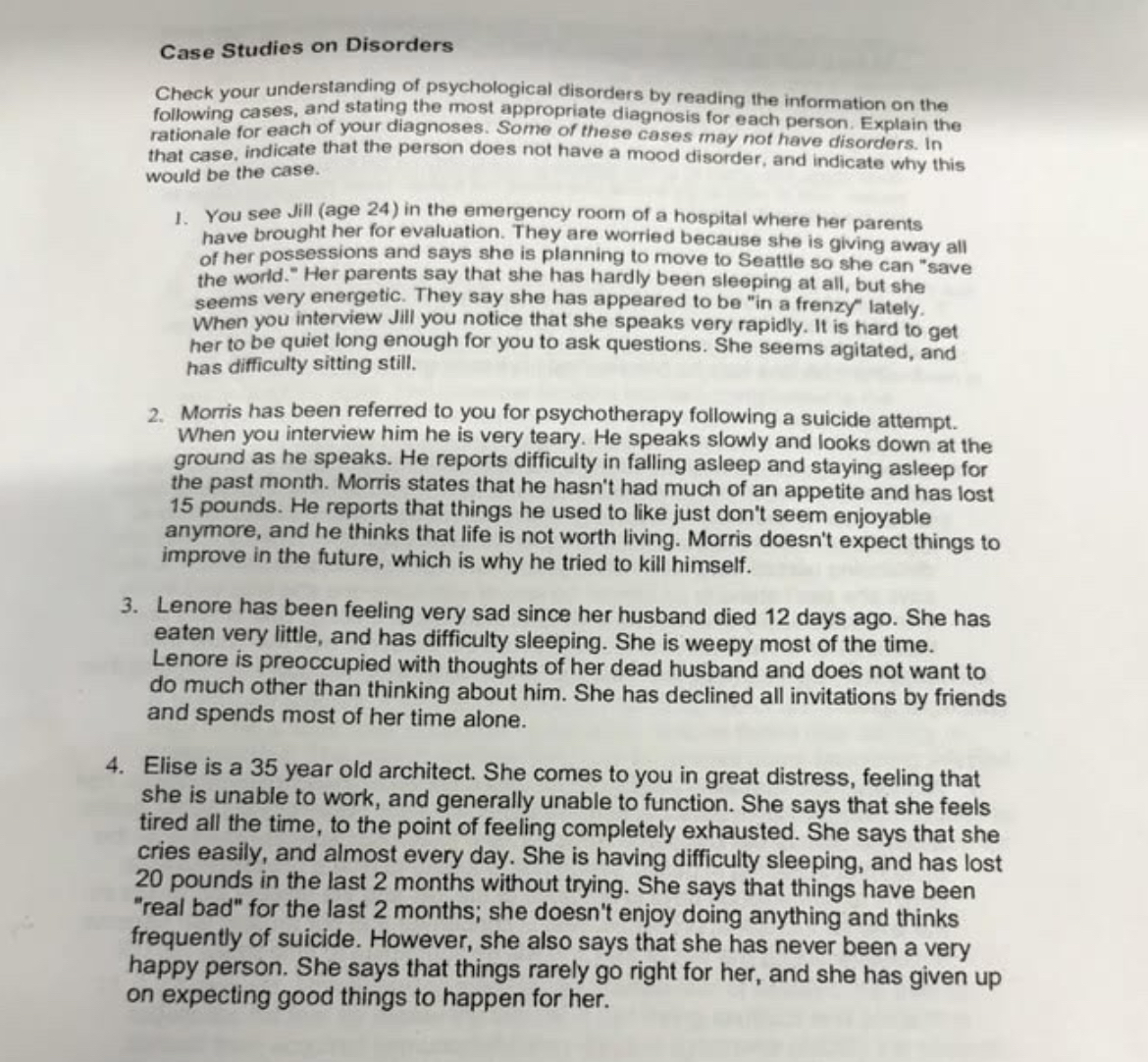Solved Case Studies on DisordersCheck your understanding of | Chegg.com