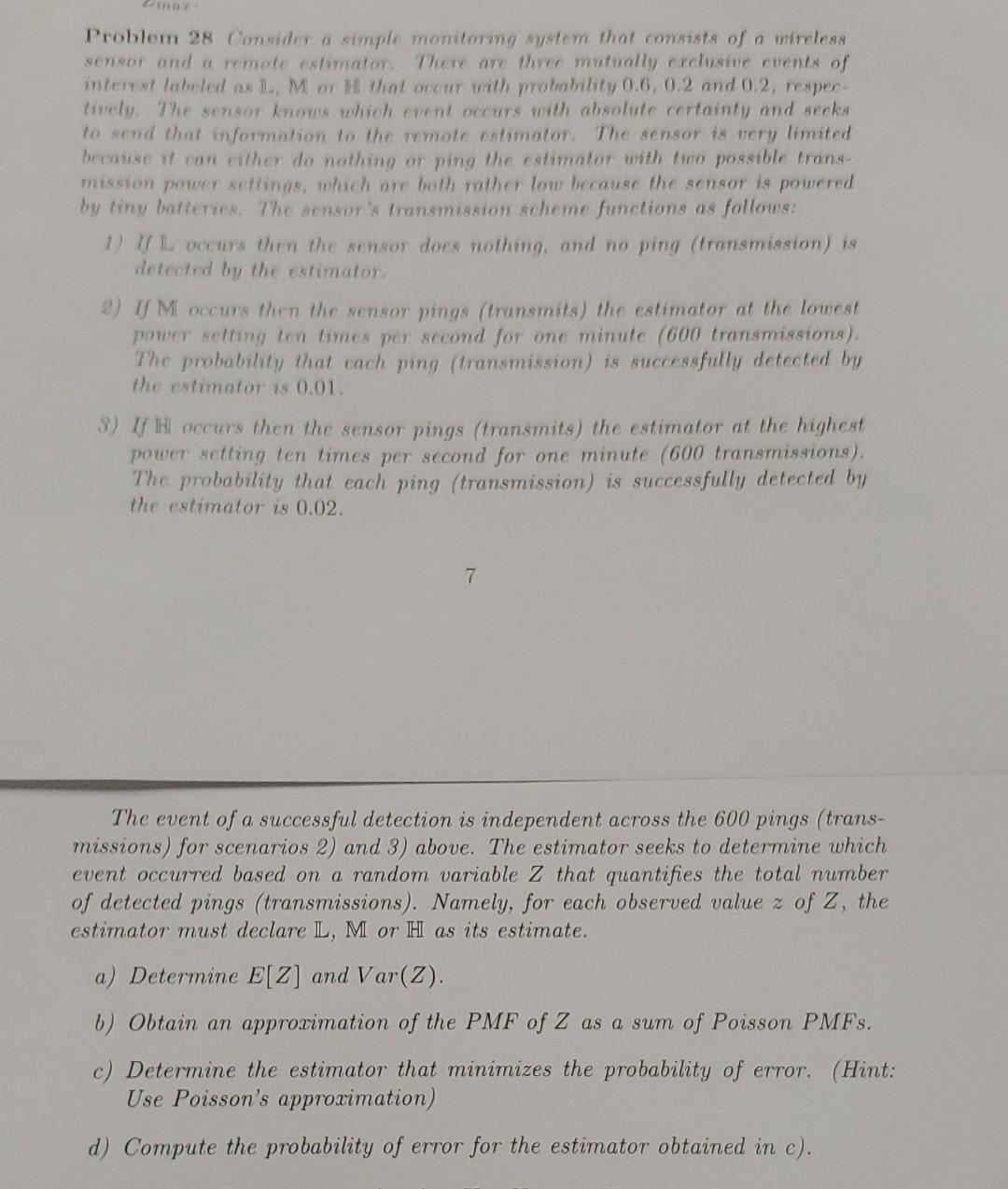 Solved Problem 28 Consider a simple monatoring system that | Chegg.com