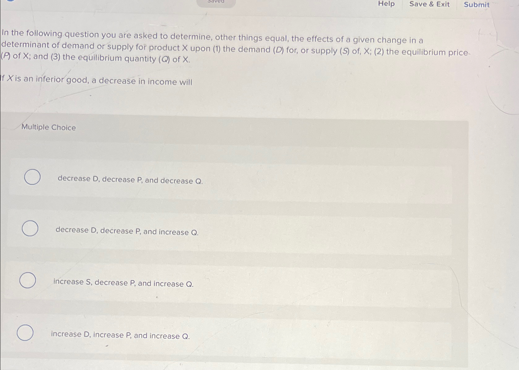Solved HelpSave & ExitSubmitIn the following question you | Chegg.com