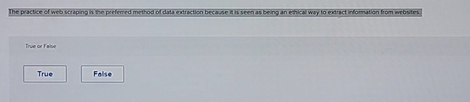 Solved The practice of web scraping is the preferred method | Chegg.com