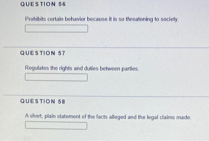 Solved Prohibits certain behavior because it is so | Chegg.com