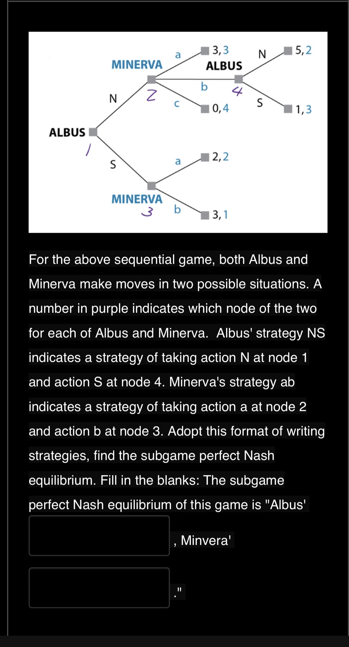 Solved For the above sequential game, both Albus andMinerva | Chegg.com