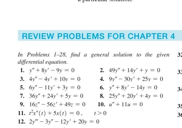 Solved REVIEW PROBLEMS FOR CHAPTER 4 In Problems 1-28, find | Chegg.com