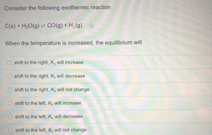 Solved Consider the following exothermic reaction C(s) + | Chegg.com
