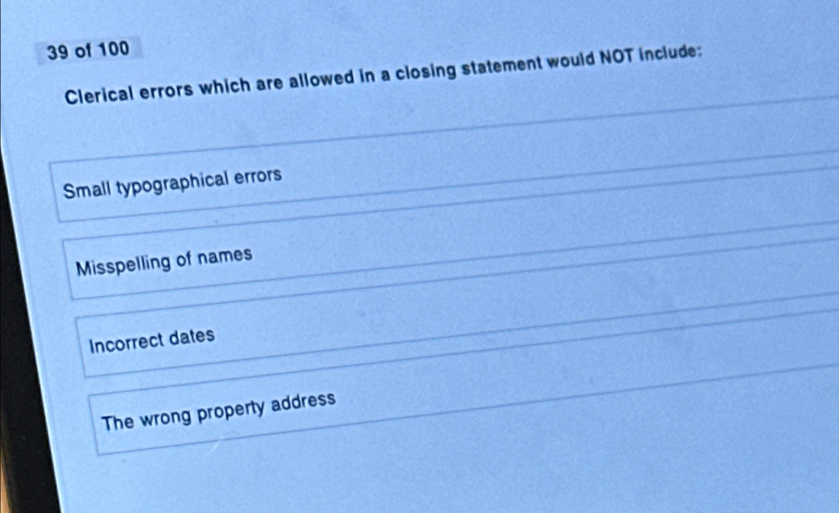 Solved 39 ﻿of 100Clerical errors which are allowed in a | Chegg.com
