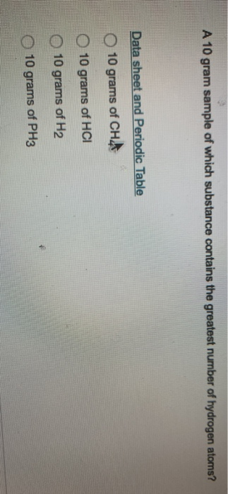 Solved: A 10 Gram Sample Of Which Substance Contains The G... | Chegg.com