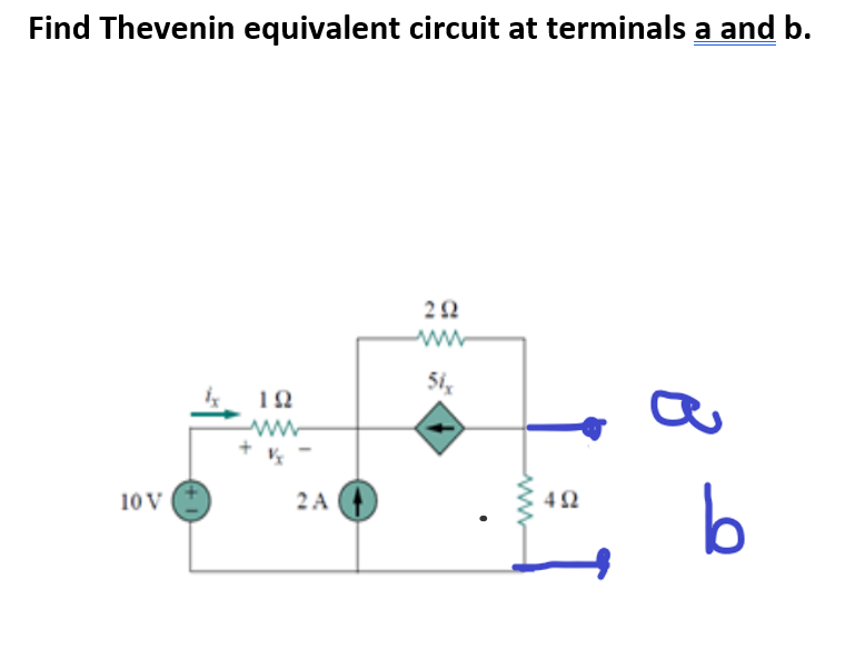 Solved Find Thevenin equivalent circuit at terminals a and | Chegg.com