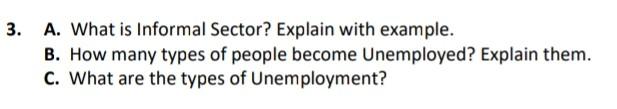 Solved 3. A. What is Informal Sector? Explain with example. | Chegg.com