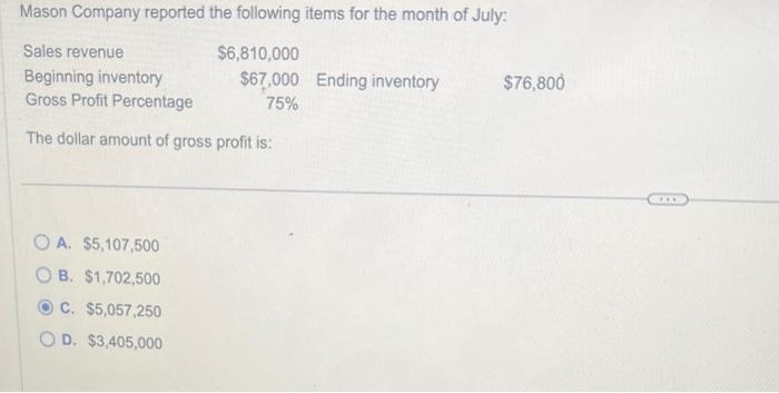 Solved Mason Company reported the following items for the | Chegg.com