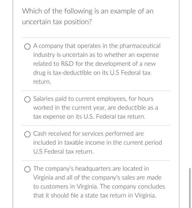 Solved Which of the following is an example of an uncertain | Chegg.com
