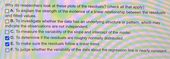 Solved Below are a scatterplot of residuals by fitted | Chegg.com