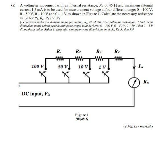 Solved A voltmeter movement with an internal resistance, Rm | Chegg.com