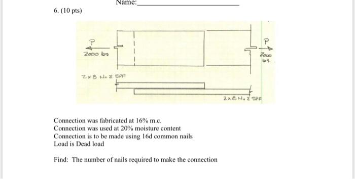 Solved 6. (10 pts) Connection was fabricated at 16% m.c. | Chegg.com