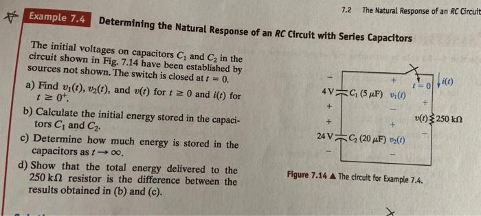 Solved Example 7.4 Determining the Natural Response of an RC | Chegg.com