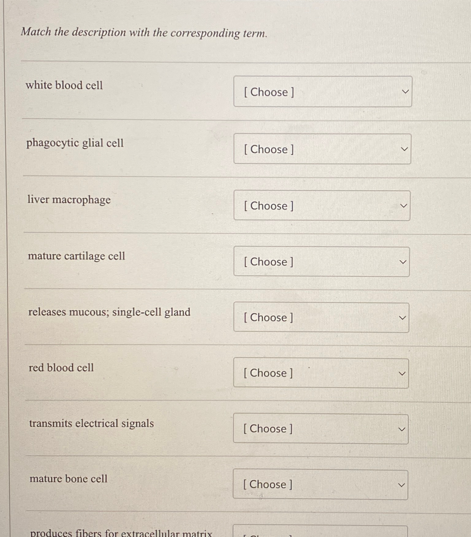 Solved Match the description with the corresponding | Chegg.com