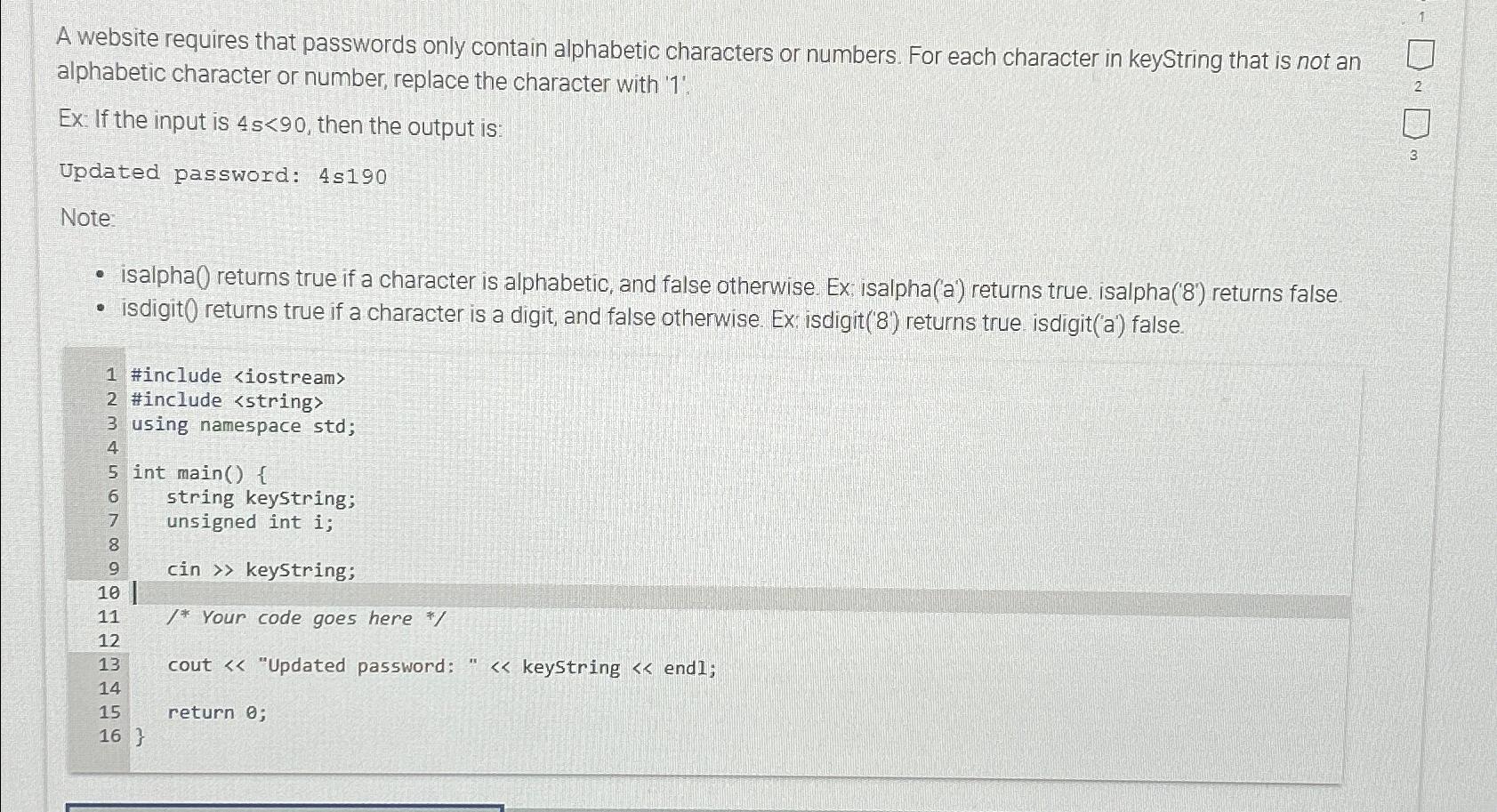 Solved A website requires that passwords only contain | Chegg.com