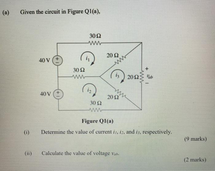 Solved (a) Given the circuit in Figure Ql(a), 3022 20 Ω 40 V | Chegg.com