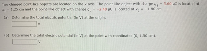 Solved Two charged point-like objects are located on the | Chegg.com