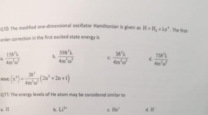 Solved Q10. The modified one-dimensional oscillator | Chegg.com