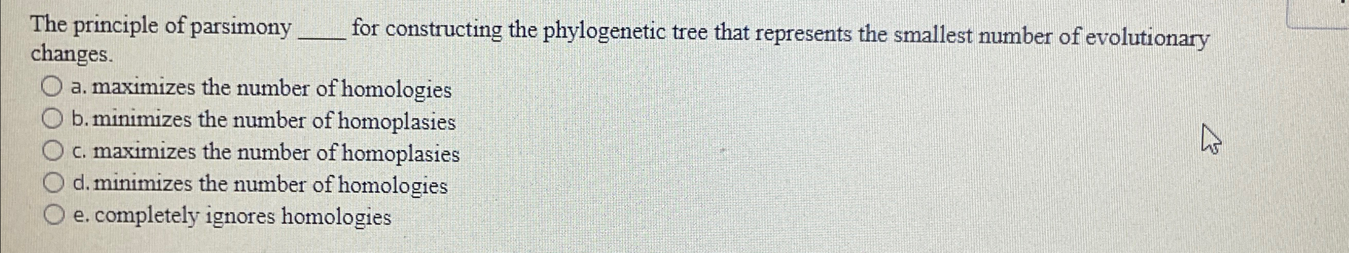 Solved The principle of parsimony for constructing the | Chegg.com