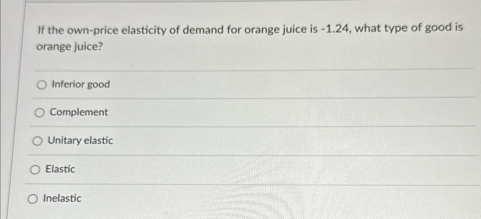 Solved If the own-price elasticity of demand for orange | Chegg.com