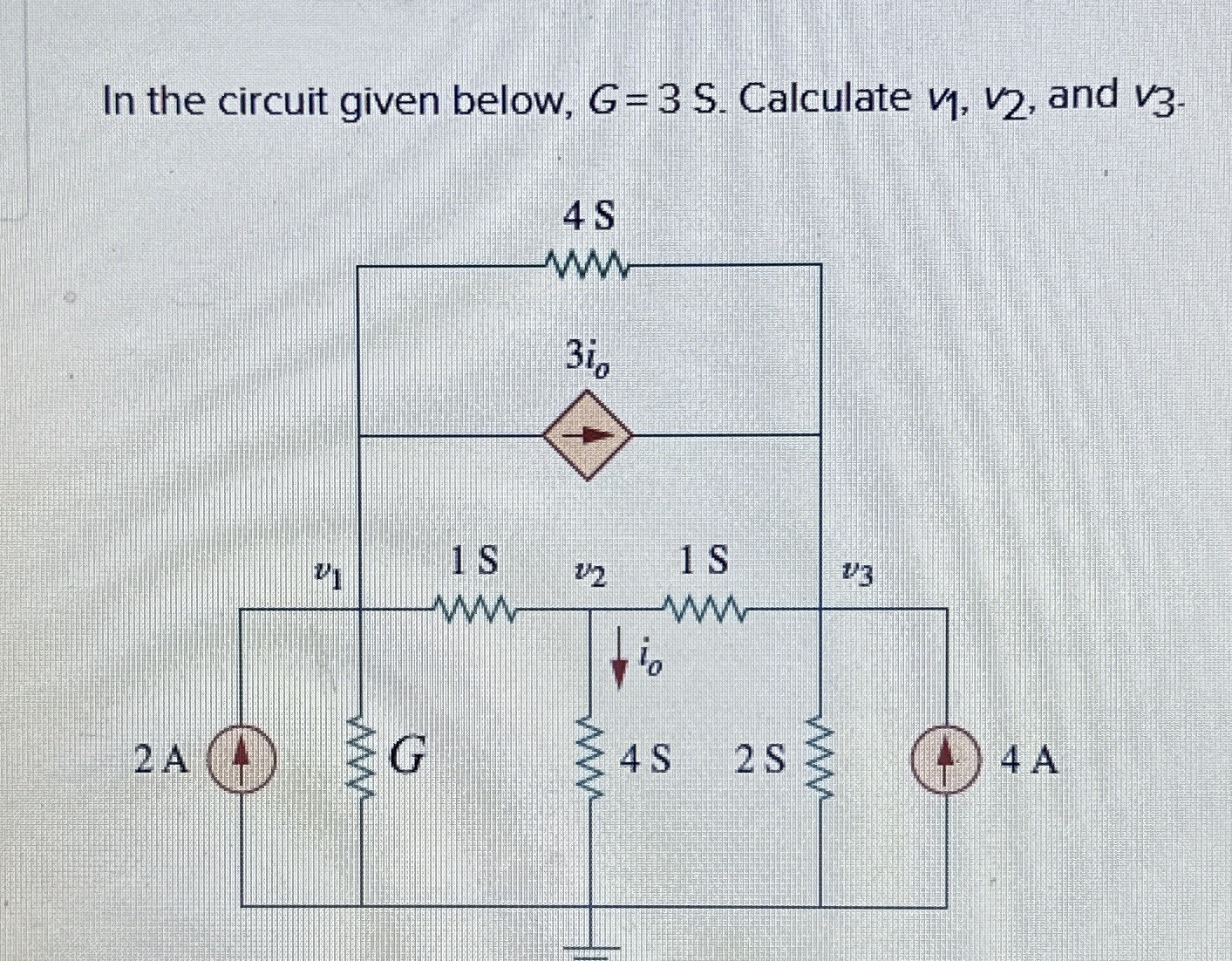 Solved by an EXPERT In the circuit given below, G=3S. ﻿Calculate v1,v2, | Chegg.com