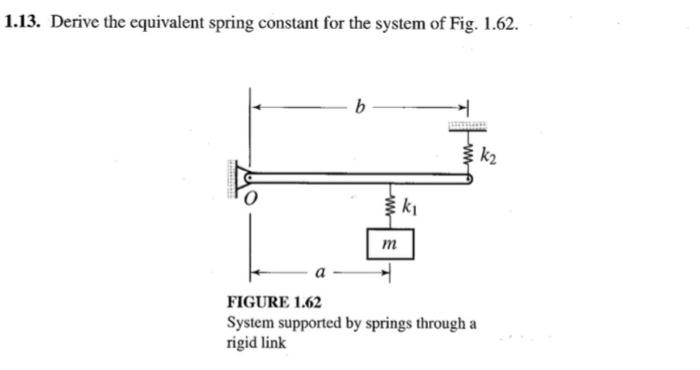 Solved 1.13. Derive the equivalent spring constant for the | Chegg.com