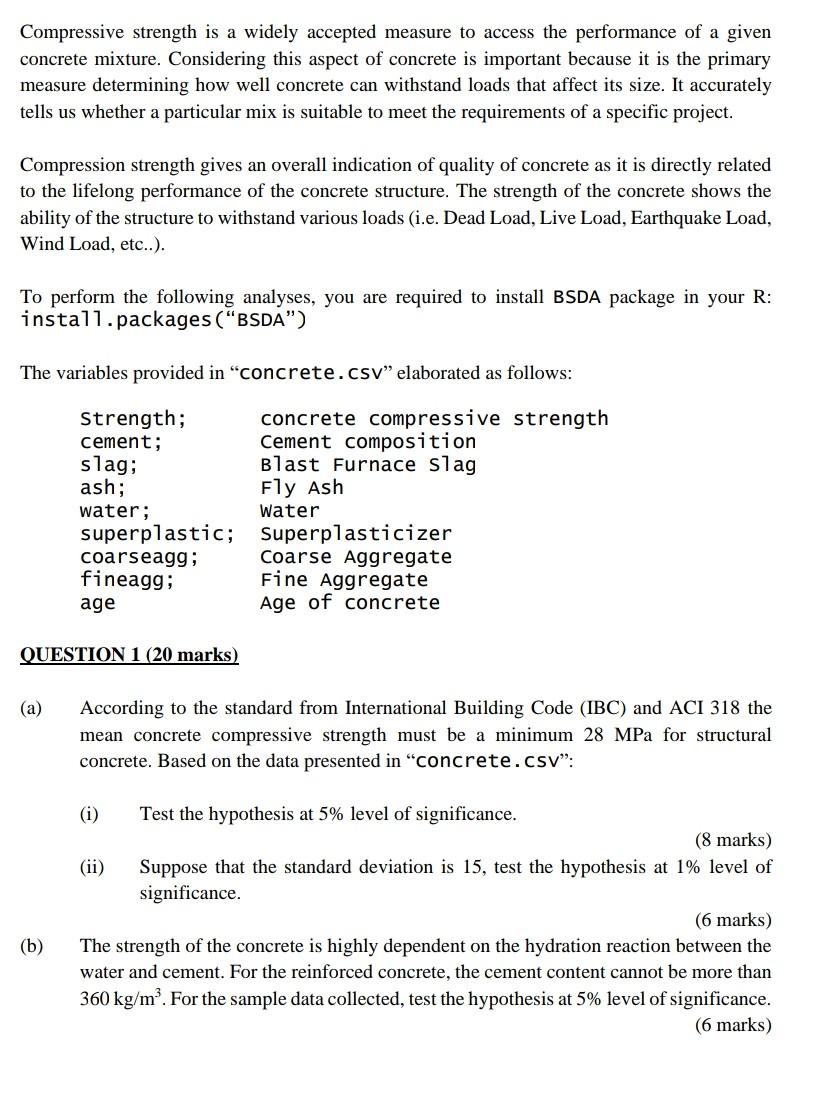 Solved concrete mixture. Considering this aspect of concrete | Chegg.com