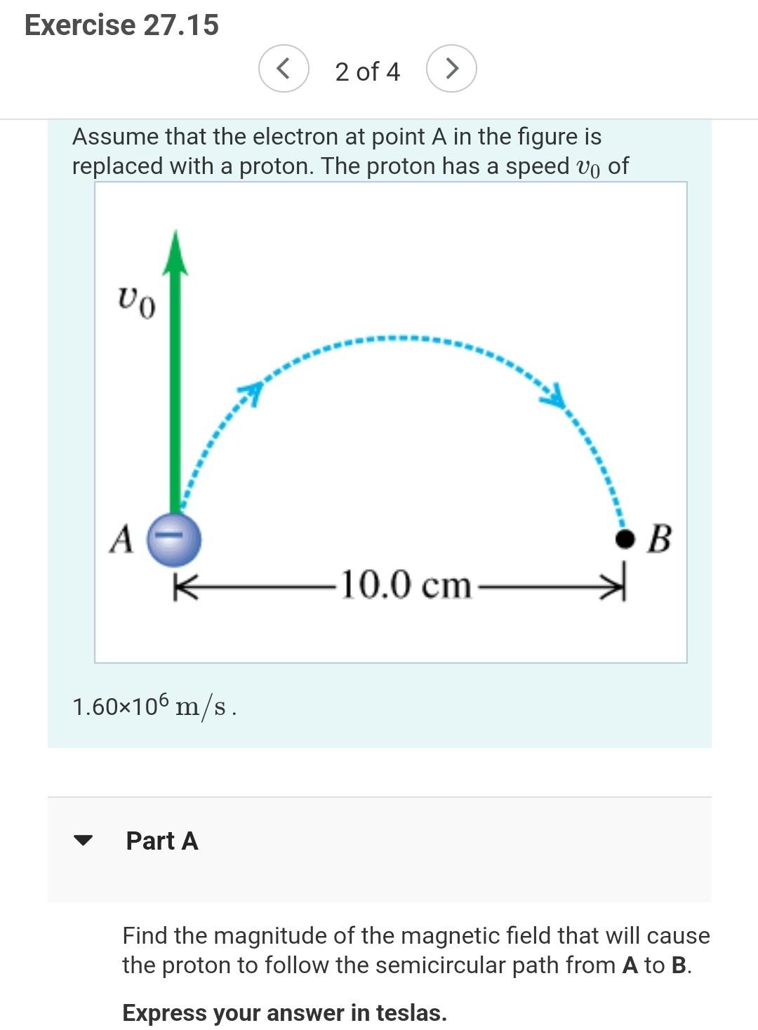 Solved Exercise 27.15 2 of 4 Assume that the electron at | Chegg.com