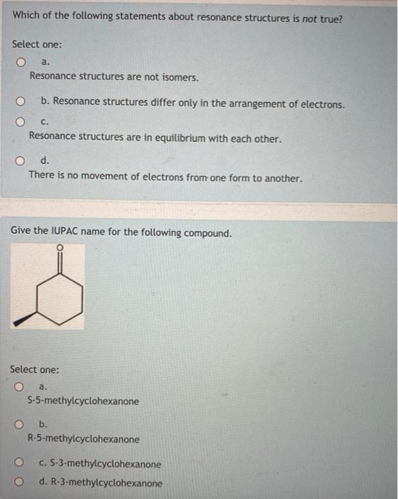 Solved Which of the following statements about resonance | Chegg.com