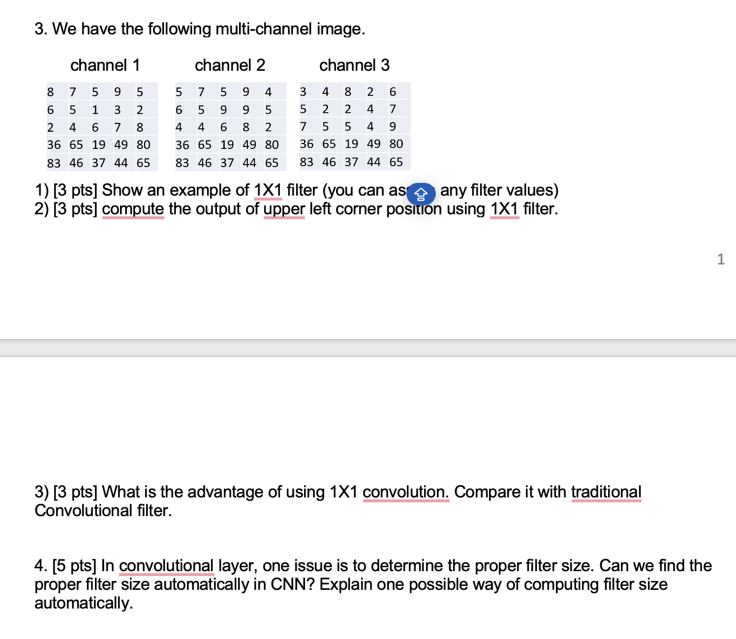 Solved We have the following multi-channel image.[3 ﻿pts] | Chegg.com