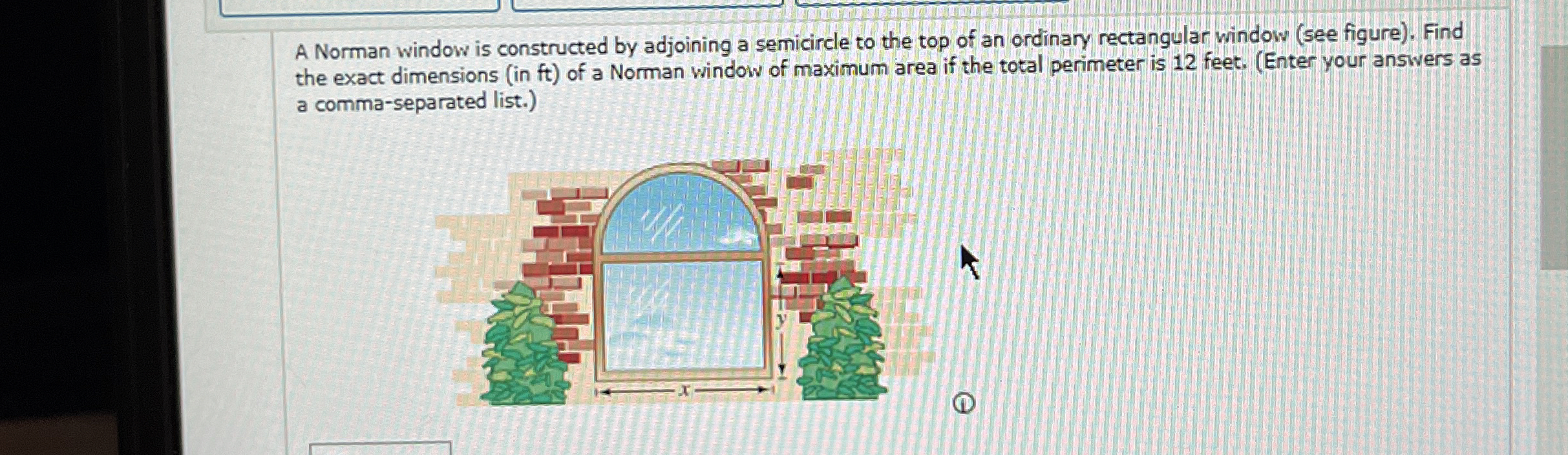 Solved A Norman window is constructed by adjoining a | Chegg.com