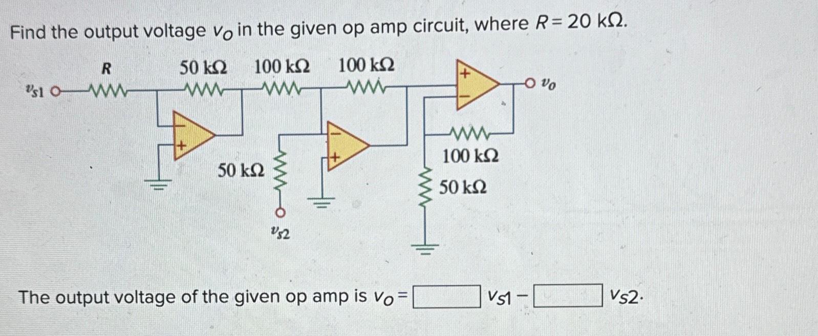 Solved Find the output voltage vO ﻿in the given op amp | Chegg.com