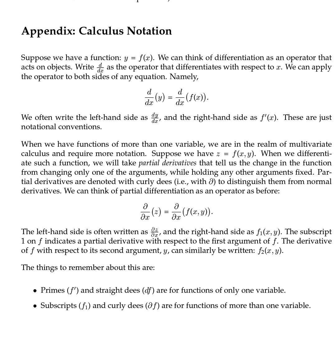 Solved Appendix: Calculus Notation Suppose we have a | Chegg.com