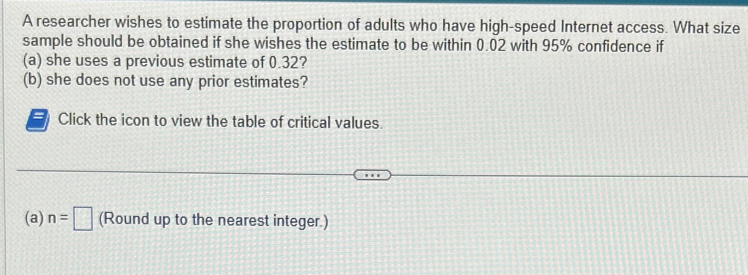 Solved A researcher wishes to estimate the proportion of | Chegg.com