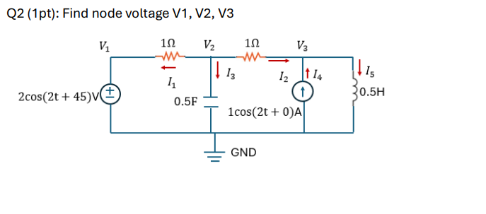 Solved Q2 (1pt): Find node voltage V1, ﻿V2, ﻿V3 | Chegg.com