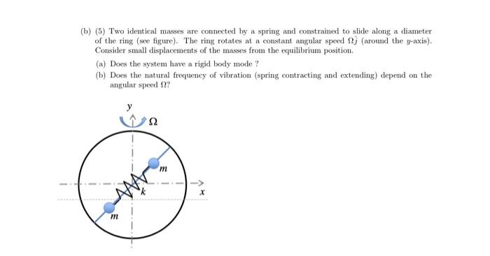 Solved (b) (5) Two identical masses are connected by a | Chegg.com